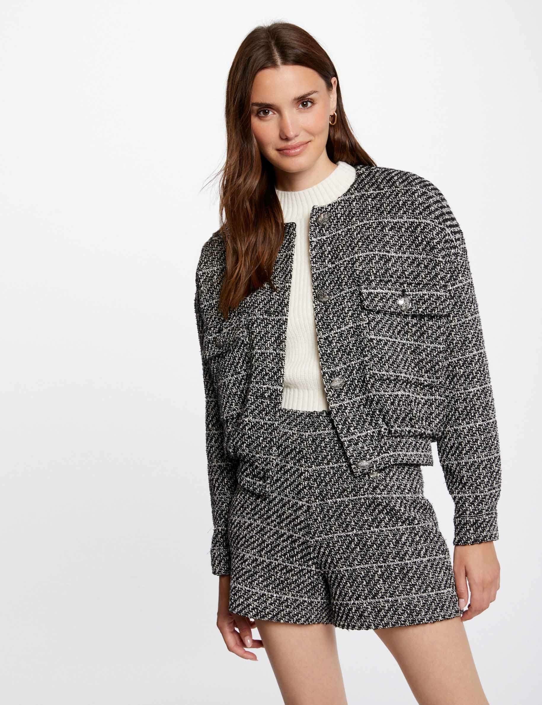 Oversize jacket metallised threads black ladies' | Morgan