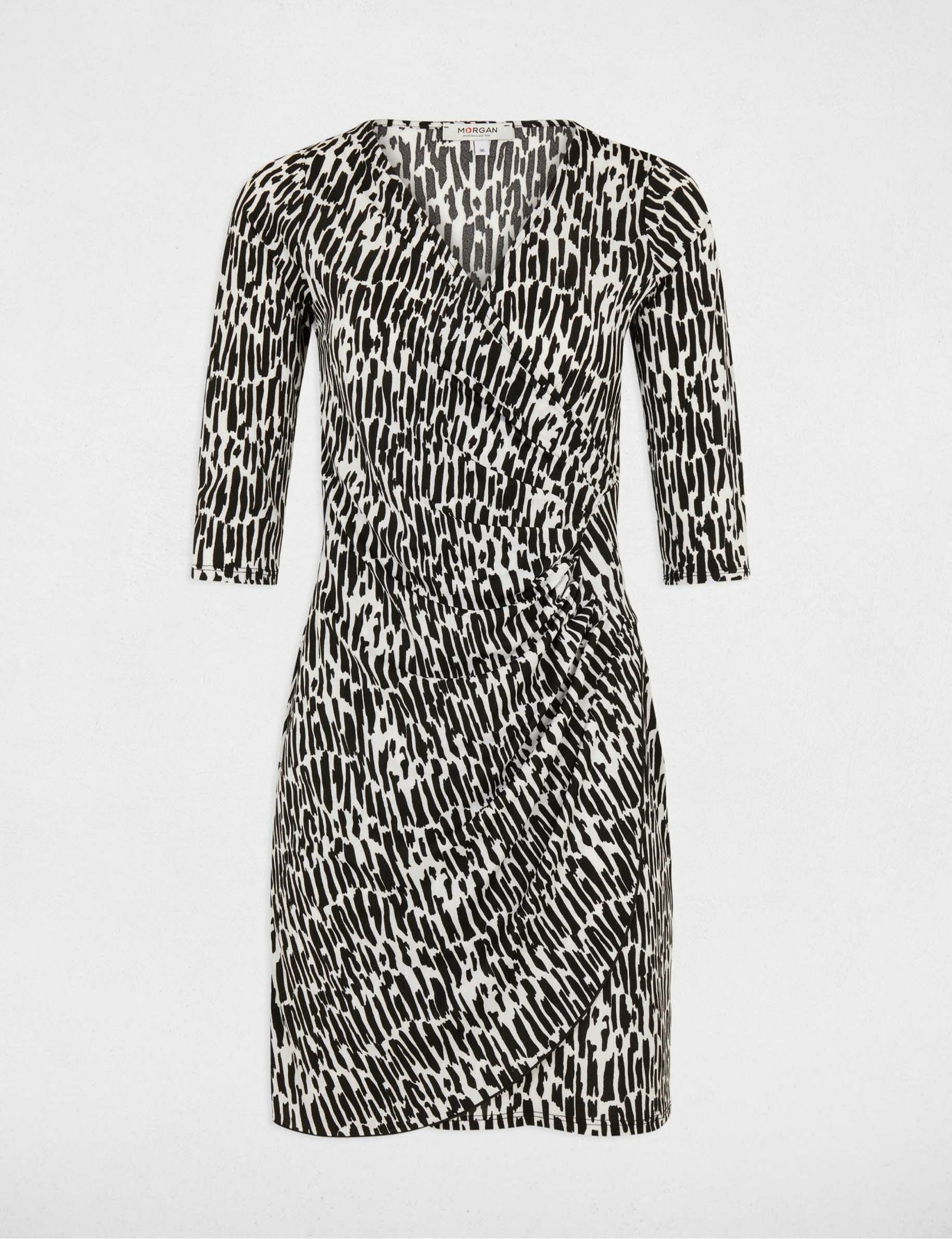 Draped fitted dress abstract print multico ladies' | Morgan