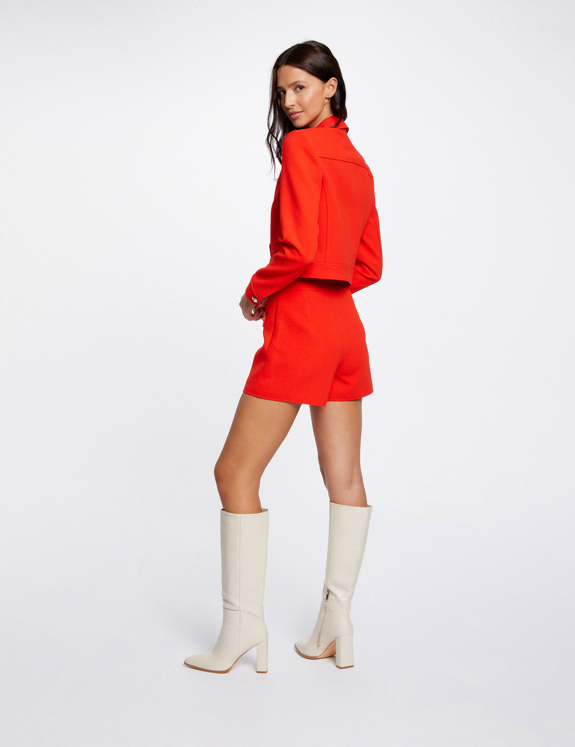 Straight buttoned jacket orange ladies' | Morgan