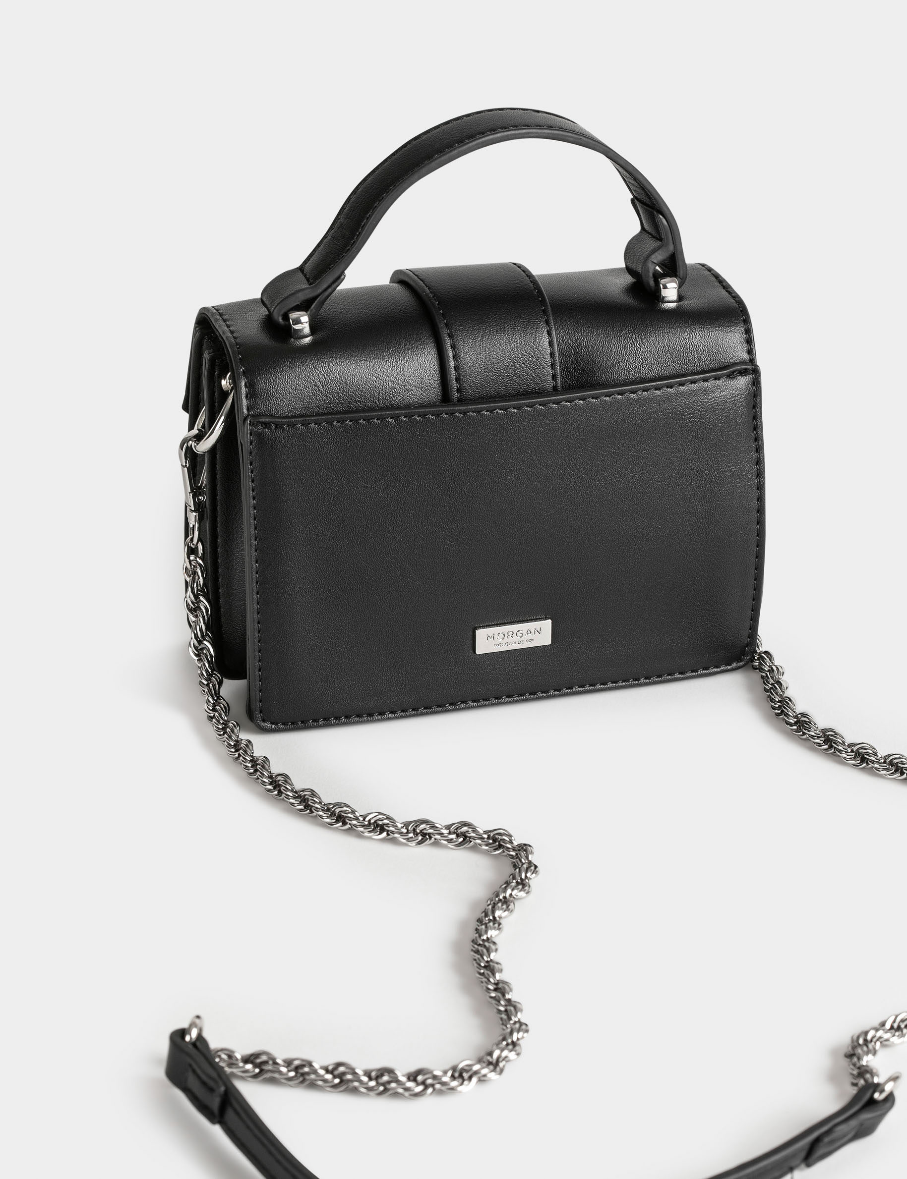 Bag with metal ornament black ladies' | Morgan