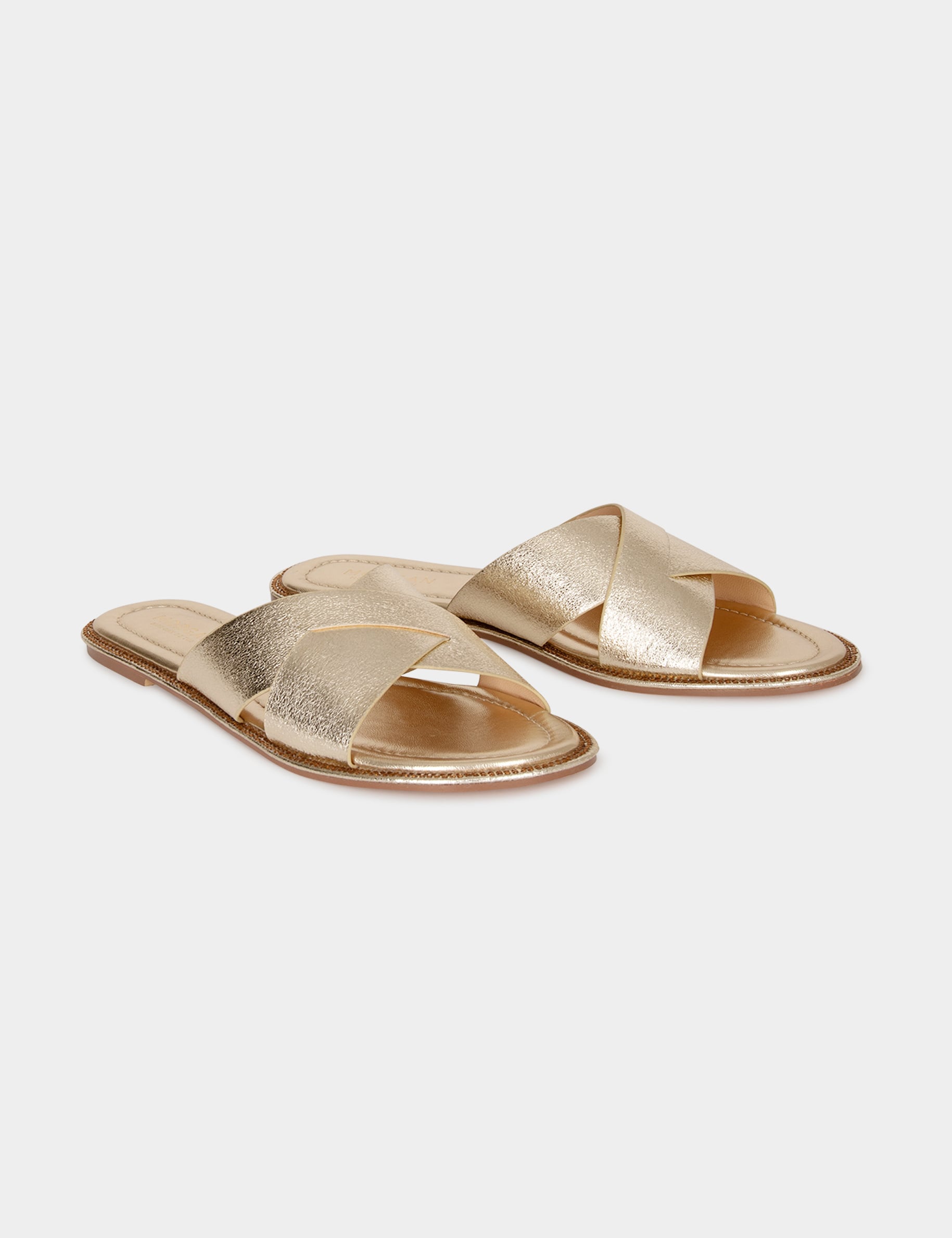Metallised flat mules gold ladies' | Morgan