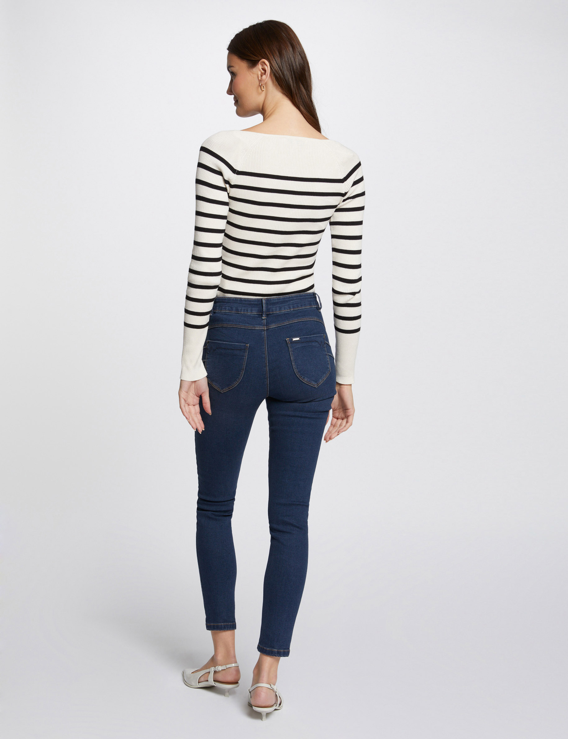 Standard waisted slim jeans raw denim women | Morgan