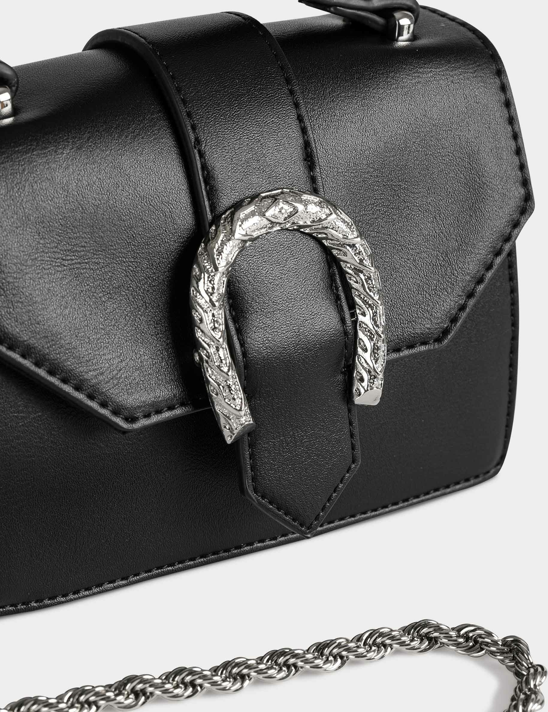 Bag with metal ornament black ladies' | Morgan