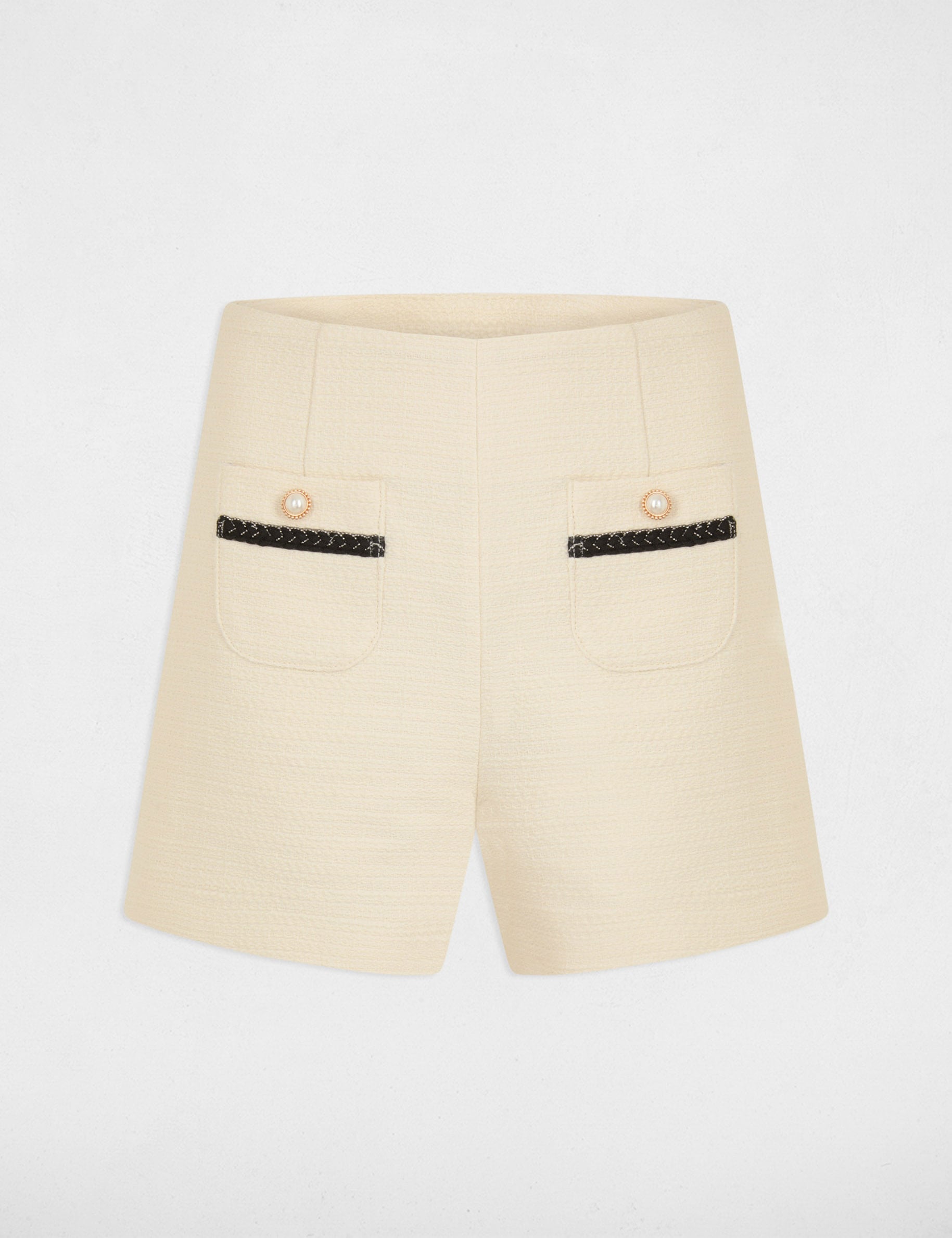 Fitted tweed shorts ecru ladies' | Morgan