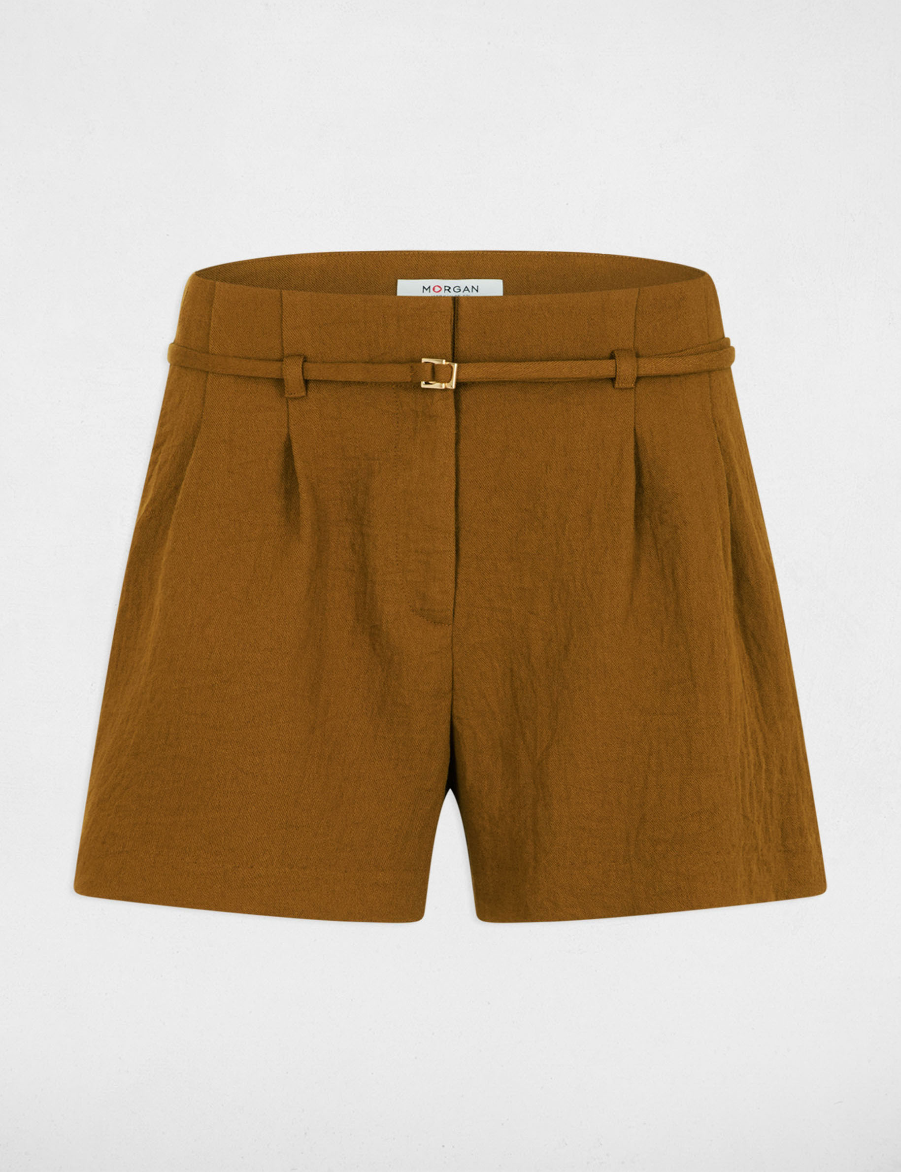High-waisted shorts camel women | Morgan